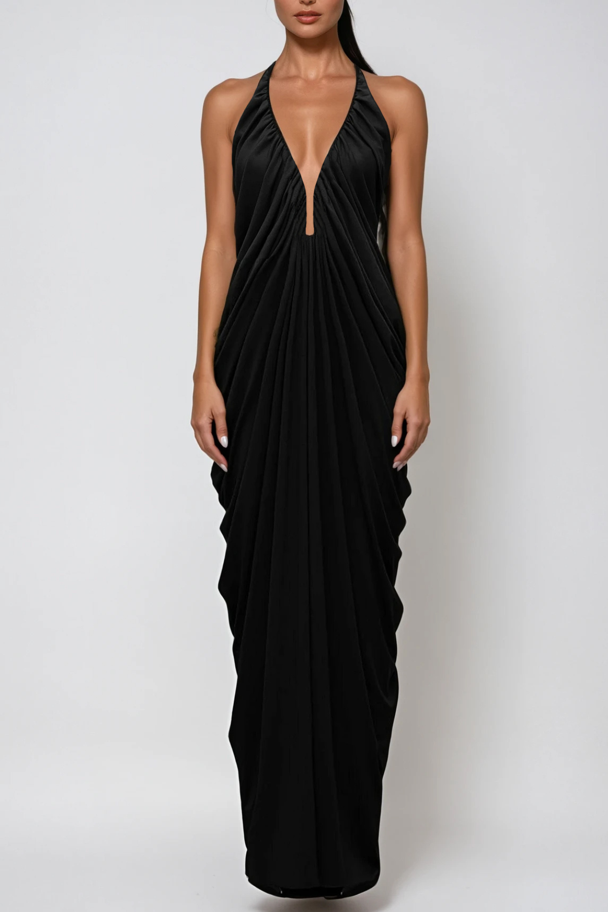 Dorothea Plunge Ruch Maxi Dress – Innovare Denim