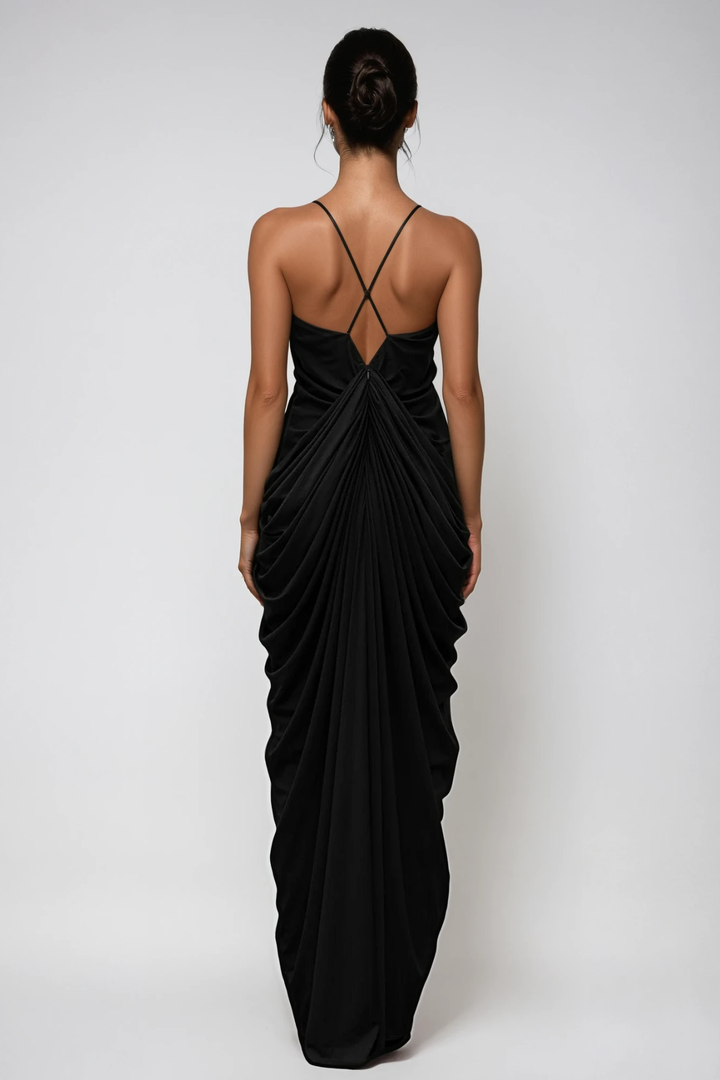 Dorothea Plunge Ruch Maxi Dress – Innovare Denim