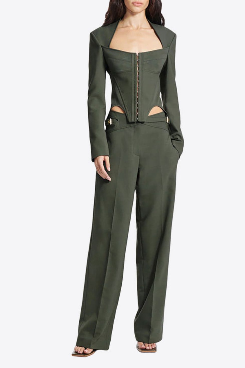 Quinn Long Sleeve Bustier Jacket In Green – Innovare Denim